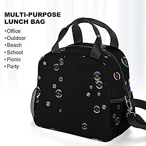 Funny Bubbles Overlay Transparent Printed Lunch Box Tote Bag with Handles and Shoulder Strap for Men Women Work Picnic