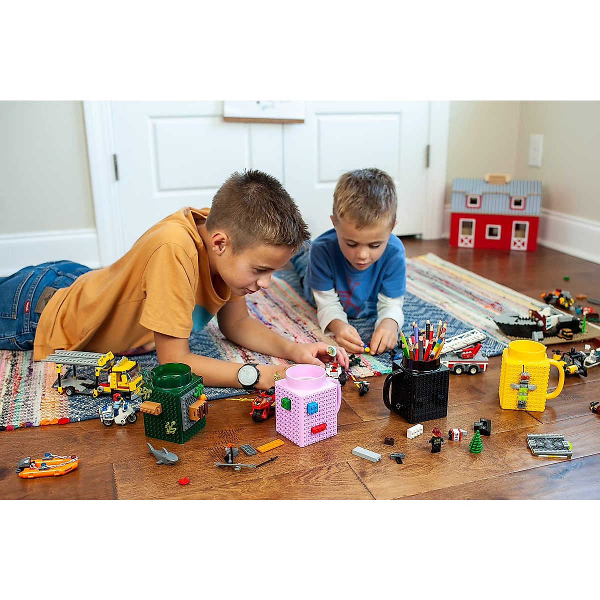 IndieBrick build-on brick cup coffee mug compatible with Lego Building Blocks GREEN