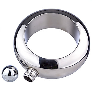 Bangle Bracelet Wine/Alcohol 3.5 oz Flask - Stainless Steel Black and Silver Creative Gift Set for Women - Bonus Funnel Included