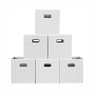 ENOVA HOME Fabric Storage Bins with Metal Handles Collapsible Storage Bins Storage Basket Fabric Organizer Storage Organization (Set of 6)