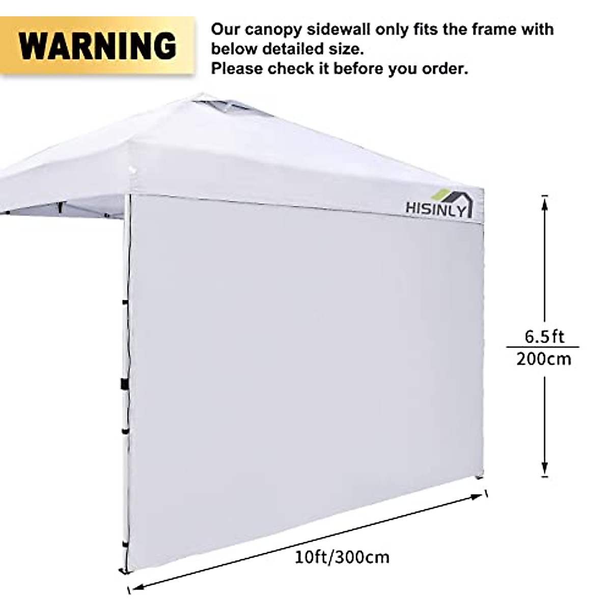 Hisinly Canopy Tent Sidewalls for 10x10 Pop Up Canopy , Waterproof, 3 Pieces of Sidewall, White