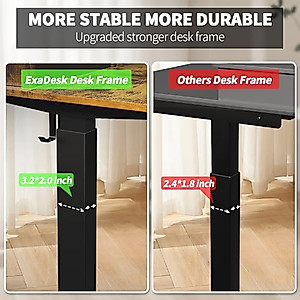 ExaDesk Electric Standing Desk, 63 * 30 Inches Adjustable Height with 4 Drawers, Double Storage Shelves Stand Up Desk, Home Office Workstation Sit Stand up Desk (Rustic Brown)