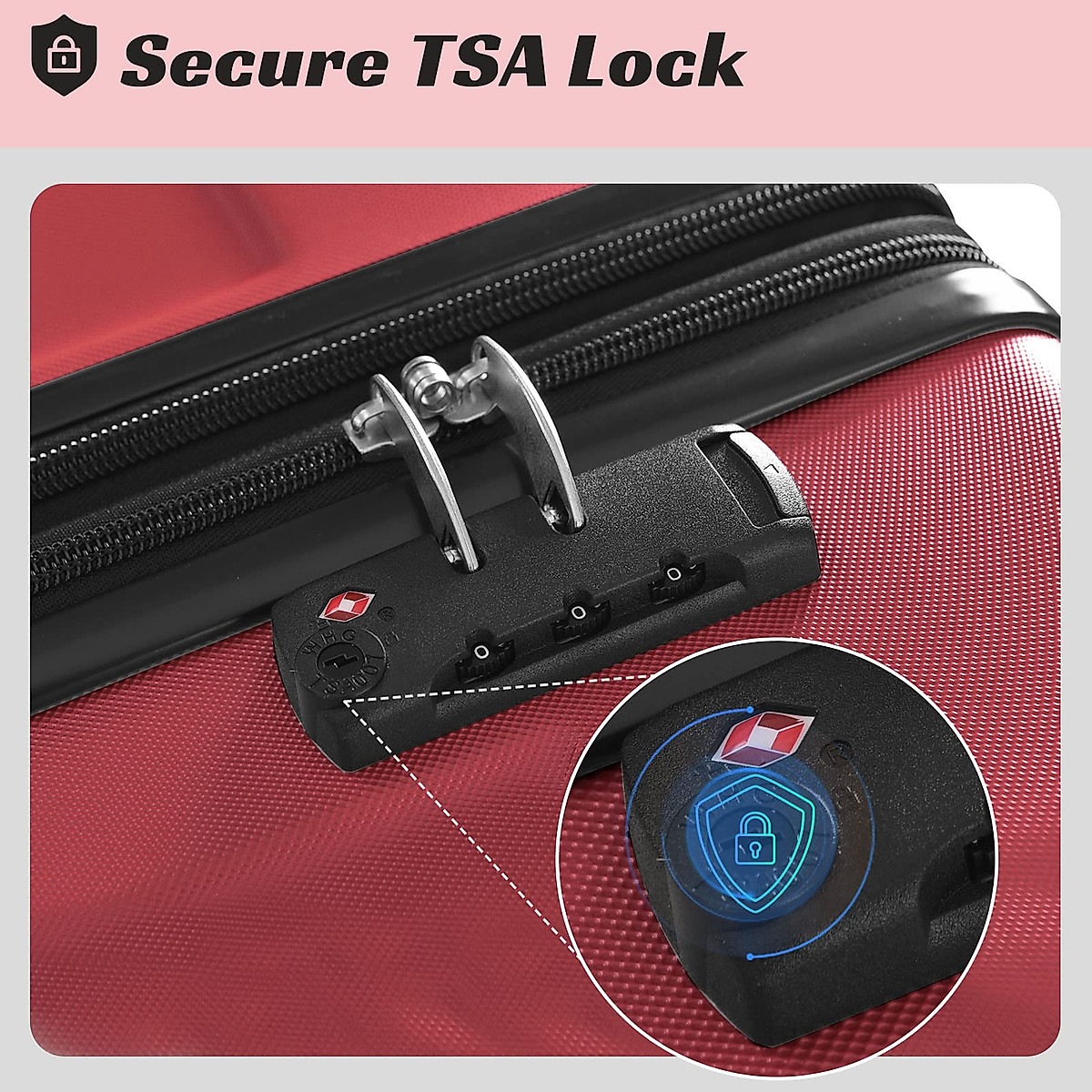 Merax 28 Inch Checked-Large Luggage with Wheels Aluminum Alloy Corner Hard Shell Suitcase TSA Luggage Suitcases for Travel Woman Men(Red)