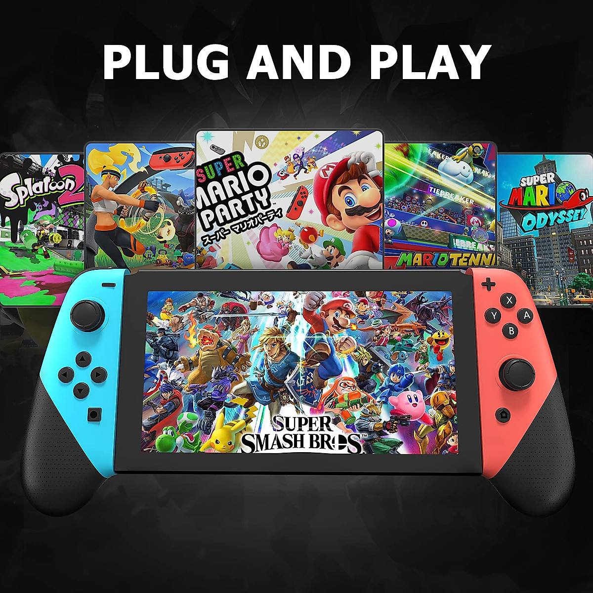 Joycon Controller Replacement for Switch Joycon,Alternatives for Left and Right Joy Con Controller,L/R Switch Controller Support Wake-up Function with Grip Stand (Blue and Red)