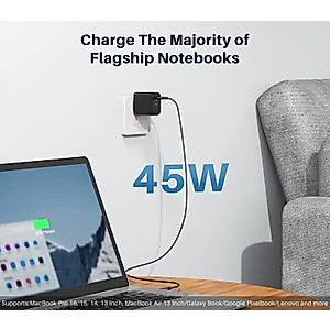 45W USB C Charger, K&ZZ Dual USB-C GaN Charger Foldable PD Super Fast Charger Block Compact Type C Wall Charger for iPhone 15/ 15Pro, Galaxy S23 Ultra/ S22/ Note, MacBook, iPad (45W, Black)