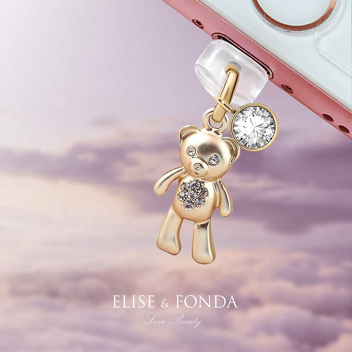 EIISE & FONDA CP1 USB Charging Port Anti Dust Plug Teddy Bear Pendant Phone Charm for iPhone 11/ XS MAX/XR/X/8 Plus/7/6S/6/SE iPad iPod