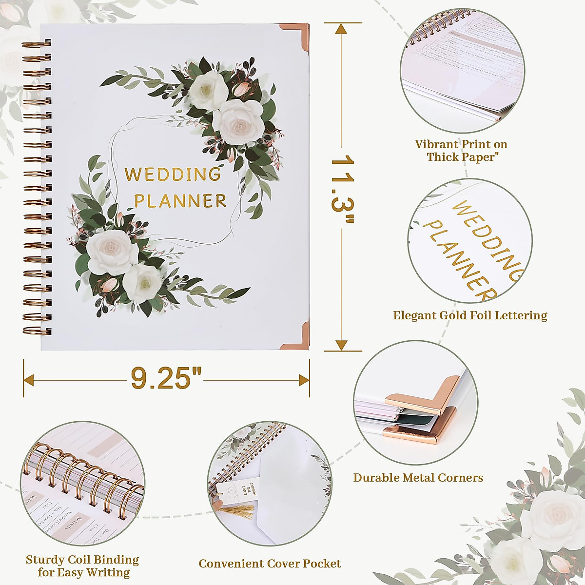 Wedding Planning Book and Organizer Set - Comprehensive Wedding Planner Book,Detailed Wedding Checklists - Perfect Engagement Gift for Bride and Groom - Includes Pen, Bookmark, Stickers & Gift Box