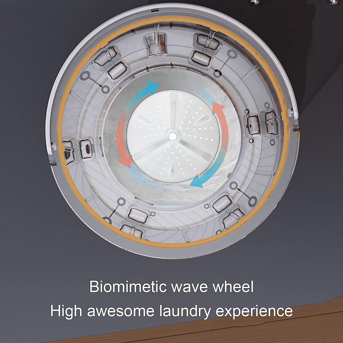 Dpofirs Mini Washing Machine, 6L Capacity Portable Laundry Washer, Blue Lighting Washing, No More Splashing, Home Washer for Camping Apartments Dorms College Rooms (US Plug)