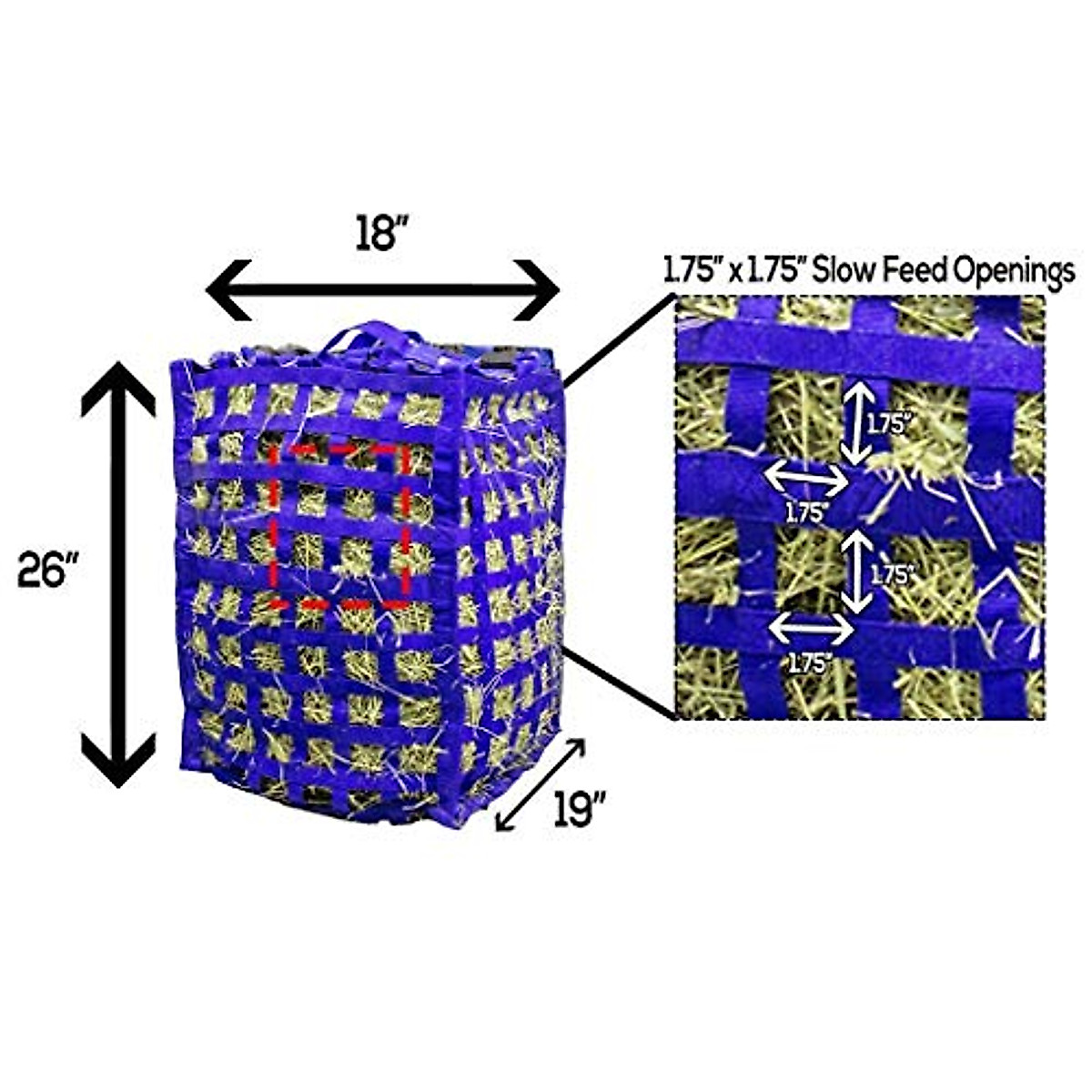 Derby Originals Natural Grazer Patented Four Sided Slow Feed Horse Hay Bale Bag with Exclusive Super Tough Bottom, Hunter Green (71-7133-HGR)