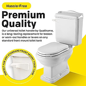 Qualihome Toilet Tank Flush Lever Replacement for American Standard (White, Straight Arm)