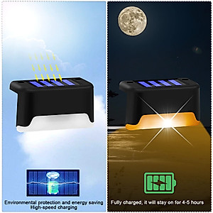 Phenas Solar Deck Light Outdoor Solar Fence Light Energy Saving Solar Step Light with Auto Working Mode Waterproof LED Solar Stair Light for Railing Deck Patio Yard Pathway Garden Decor, Black