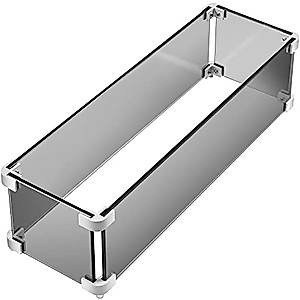 Topeakmart Tempered Glass Wind Guard for Rectangle Fire Pit Table, 23.5 x 7.5 x 6.5 in Wind Guard Fence Fire Table Accessory Shield with Aluminum Alloy Brackets, Thick and Steady, Black/Clear