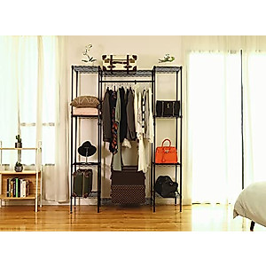 YOHKOH 4 Tiers Wire Garment Rack Heavy Duty Clothes Rack Metal Freestanding Closet for Bedroom, Cloakroom, Clothing store, Laundry room, Walk-in closet and more (63" L x 15.7" W x 78.7" H, Dark)