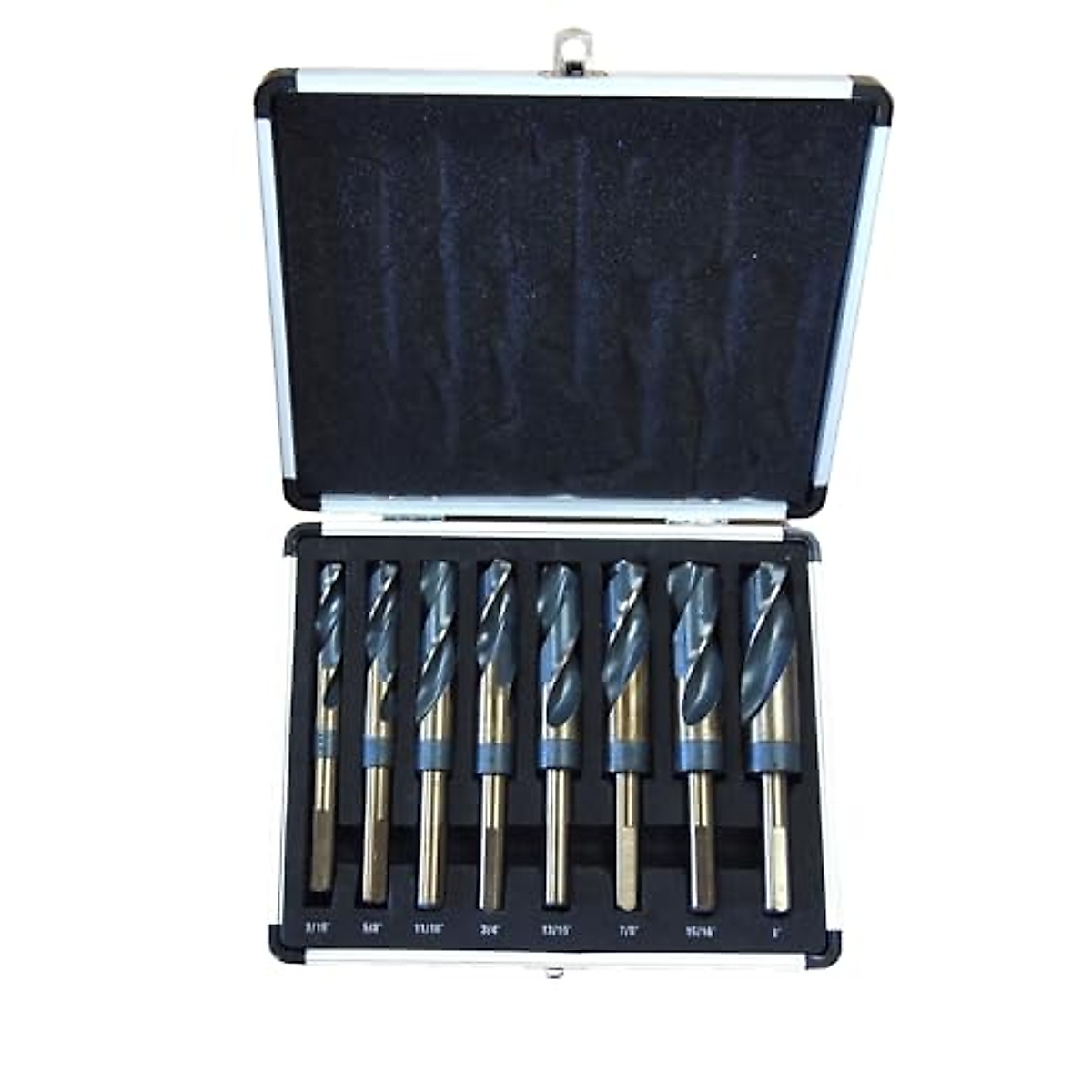 Hoteche 8PC HSS Cobalt Silver & Deming Drill Bits Set, Large Size 9/16" to 1", Reduced 1/2" Shank