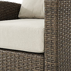 Crosley Furniture KO70210LB-OL Rockport Outdoor Wicker High Back Arm Chair, Set of 2, Light Brown