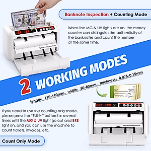 Frifreego Battery Operated Bill Counter Machine, Portable Rechargeable Money Counter with UV MG Detection, 800pcs/min Counting Speed, Take Anywhere with A Backpack for Multi-Currency Or Tickets