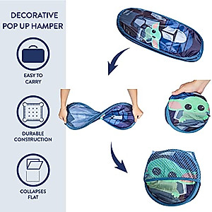 Idea Nuova Star Wars The Mandalorian Grogu aka The Child 4 Piece Storage Solution Set with Pop Up Hamper, Collapsible Storage Trunk and 2 Nestable Storage Bins