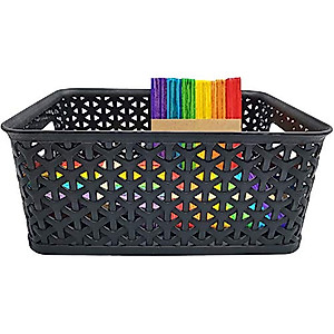 2 Pack Plastic Storage Basket,Kitchen Organizing Pantry Storage Bins,Open Storage Bins for Shelves,Bathroom, Pantry, Closet