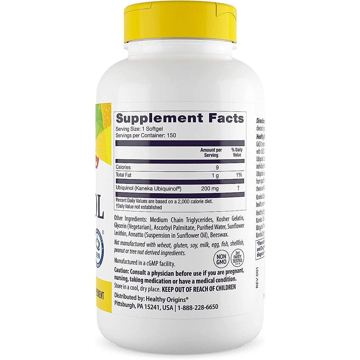 Healthy Origins Ubiquinol (Active form of CoQ10), 200 mg - Activated Form of CoQ10 - Kaneka Ubiquinol Supplements for Heart Health & Antioxidant Support - Gluten-Free & Non-GMO - 150 Softgels