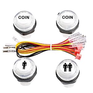 Easyget 4 Pcs/Lot Arcade Start Player & Coin Buttons 5V LED Illuminated Push Button 1P, 2P, 2X Coin Pushbutton Switches for MAME/Jamma/Arcade Game Machines/Arcade Game Consoles Diameter: 28MM