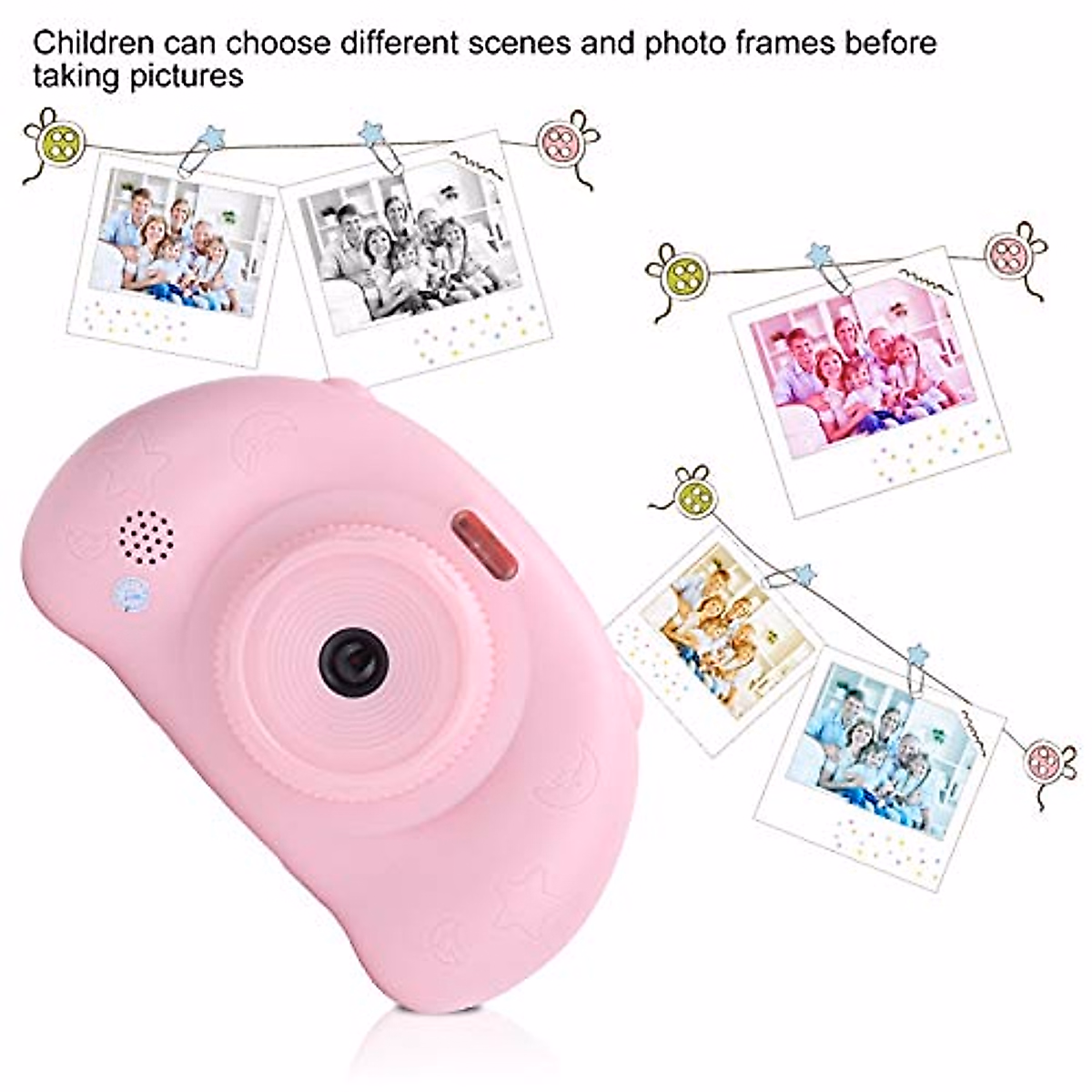 01 Digital Camera, Multiple Kids Camera for Catching for Children(Pink)