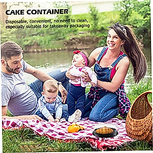 CALLARON 10pcs Packing Cake Box Plastic Cake Stand Miniature Holder Mini Muffin Cake Slice Container Moon Cake Box Individual Cupcake Holders Disposable Tray Gifts Cake Box Pies Cake Box