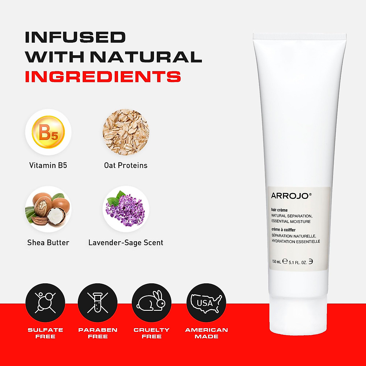 ARROJO Hair Creme with Macadamia Hair Products - Provides Essential Moisture & Silky Texture - Contains Shea Butter, Macadamia Seed Oil, Oat Protein & Vitamin B5 - Arrojo Hair Products