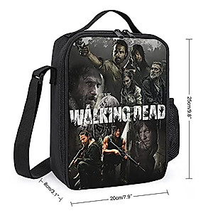 Waterproof Reusable Insulation Lunch Bags The Apocalyptic Walking Horror Drama Dead Lunch Bag Fruit Tote Warm Pouch for Return Gift Lunch Box with Adjustable Shoulder Strap Ages 12-18 years old