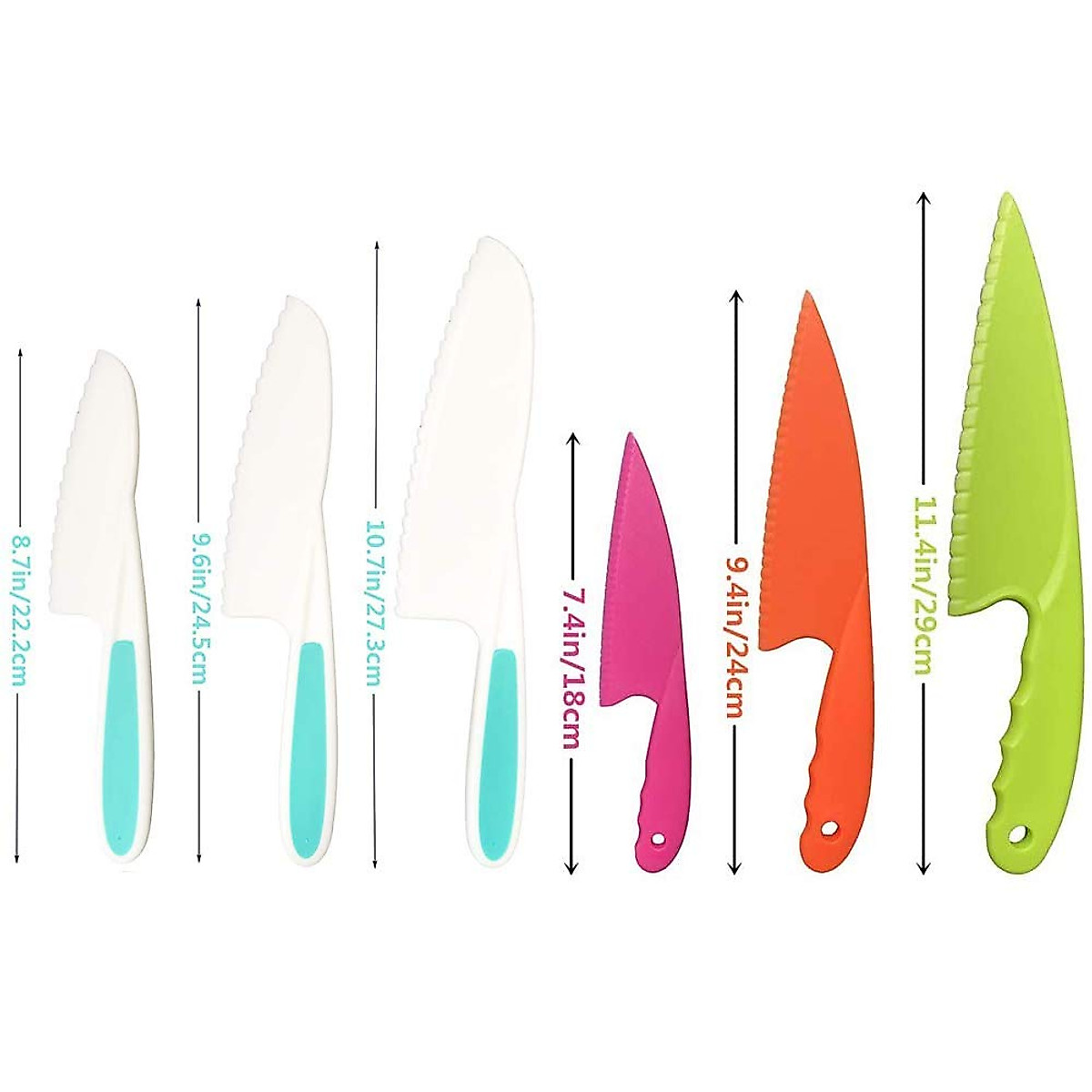 11PCS Kids Plastic Knife Set,Kids Safe Knife Set with 2 Pair Cut Resistant Gloves (Ages 6-12) & Cutting Board,Kids Cooking Tool BPA-Free ,Salad (Blue)