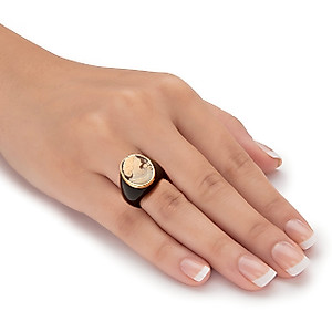 PalmBeach 10K Yellow Gold Cameo Oval Shaped Natural Black Onyx Ring Sizes 6-10 Size 7