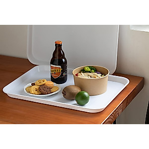 Aebeky Plastic Cafeteria Trays,Fast Food Serving Trays,13"X17",Set of 6(White)