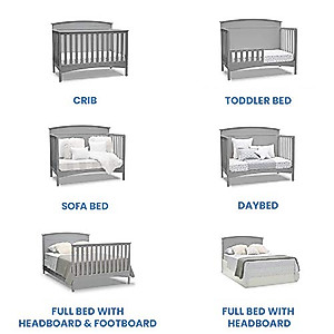 Delta Children Archer Solid Panel 4-in-1 Convertible Baby Crib - Greenguard Gold Certified, Grey