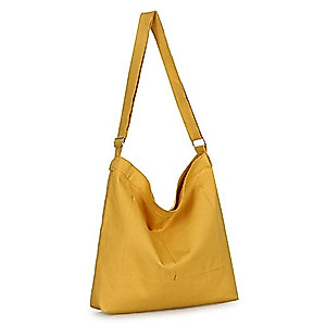 Covelin Women's Retro Large Size Canvas Shoulder Bag Hobo Crossbody Handbag Casual Tote Gold