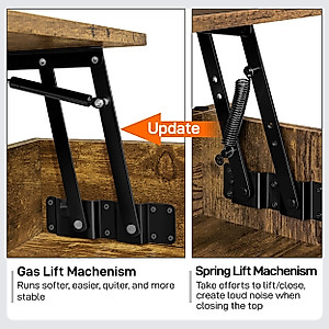 Yaheetech Lift Top Coffee Table with Storage, Industrial Coffee Table with Hidden Compartment & Lift Tabletop for Living Room, Rustic Brown