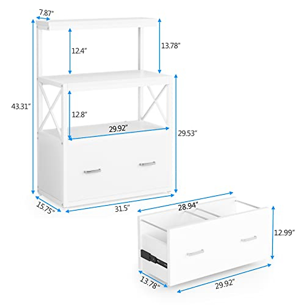Tribesigns Lateral File Cabinet Modern Filing Cabinet with 1 Large Drawer, Printer Stand with 3 Open Storage Shelves for Home Office