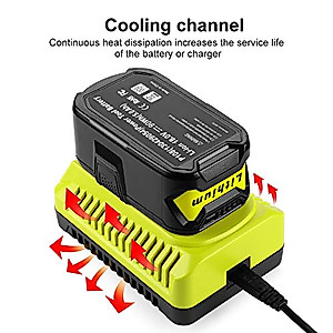 Energup Replacement Ryobi P117 Dual Chemistry Charger Li-ion & Ni-cad Ni-Mh Battery Charger 12V 18V MAX for Ryobi One+ Plus Battery P100 P102 P103 P105 P107 P108 1400670 P117 P118 Ryobi Charger
