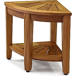 AquaTeak The Original 15.5" Kai Corner Teak Shower Bench with Shelf