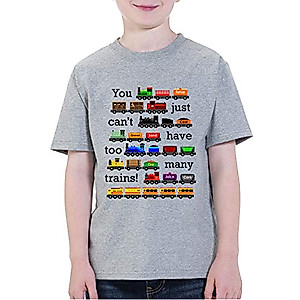 Waldeal Boys' Too Many Trains Tee Kids Short Sleeve Graphic T Shirt 3T Grey