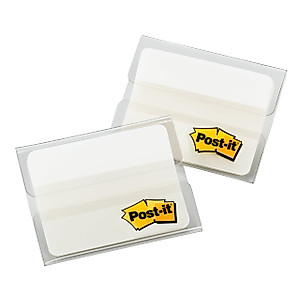 Post-it Tabs, 2 in Solid, White, 12 Tabs/On-The-Go Dispenser, 2 Dispensers/Pack (686-24WE)