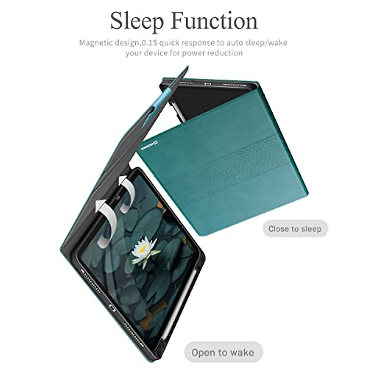 auaua Case for iPad Pro 12.9 6th/5th/4th/3rd Generation 2022/2021/2020/2018, Slim Durable Leather Stand Cover with Pencil Holder, Auto Sleep/Wake (Green)