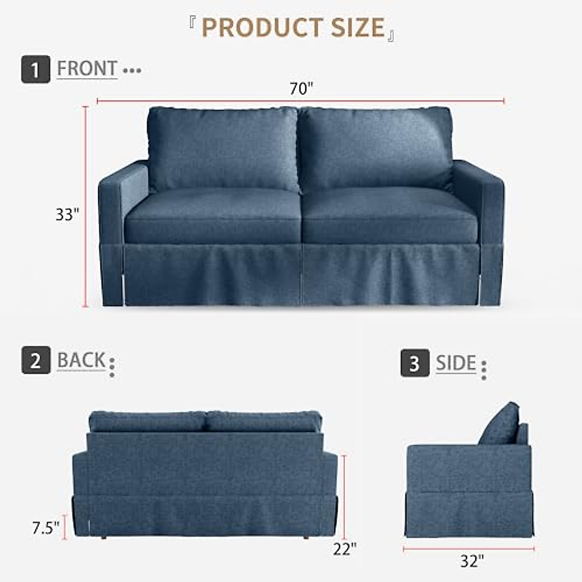SILKIR Couches for Living Room,70 Inches Comfy Sofa Sofa for Living Room 3 Person Couch for Living Room,Office,and Apartment,Steel Blue