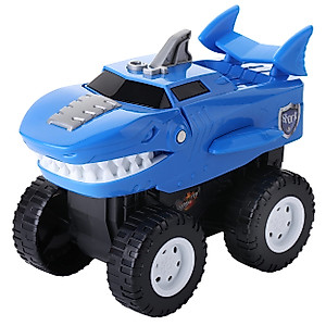 Dinosaur Monster Trucks - 2 Battery Operated Toddler Truck Car Toys, Lights & Sounds - Roaring T-Rex, Dinosaur Shark Kids Toys for Boys & Girls