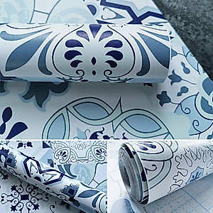 Yifely Retro Porcelain Shelving Paper Peel-Stick Shelf Liner Removable Drawer Sticker Countertop Decor Waterproof 17.7 Inch by 9.8 Feet