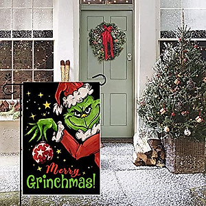 Christmas Garden Flag Linen Double-Sided, Interesting Christmas Linen Yard Flag In Winter, Used For Outdoor Christmas Decoration Of Farmhouses (12 × 18 Inches)