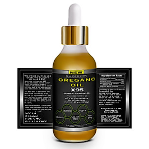 Oregano Oil Drops Super Strength - 1,000 Servings, Food Grade, Pure Undiluted Wild Mediterranean Oil of Oregano Extract, 1.69 oz (Large)