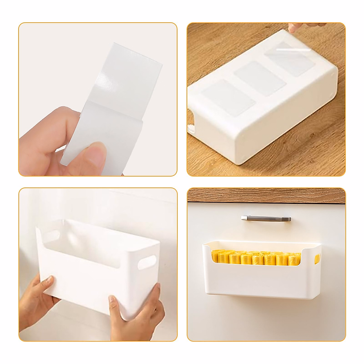 2 Pcs Kitchen Cabinet Door Organizer, Adhesive Mount Inside Cabinet Door Storage, Under Sink Door Storage Shelf for Kitchen, Bathroom, Office, Garage, Craft Room (Transparent)