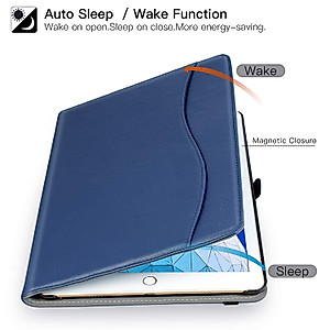 ZtotopCases for iPad Air 3rd Generation 2019/iPad Pro 10.5 Inch 2017, Premium PU Leather Business Folding Stand Folio Cover with Auto Wake/Sleep, Multiple Viewing Angles for iPad Air 3 Gen, Navy Blue