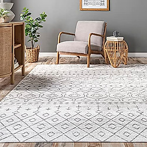 nuLOOM Audrey Machine Washable Geometric Moroccan Area Rug, 5x8, Ivory