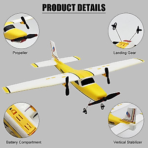 fisca RC Plane Remote Control Cessna 182 Airplane, 2.4Ghz 2CH Foam Drone Ready to Fly Aircraft Toy for Kids and Adults