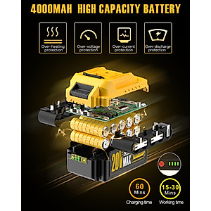 Alloyman Leaf Blower, 20V Cordless Leaf Blower, with 4.0Ah Battery & Charger, 2-in-1 Electric Leaf Blower & Vacuum for Yard Cleaning/Snow Blowing.